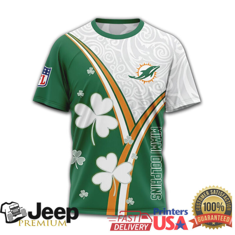 Custom Name Miami Dolphins St. Patrick's Day Shamrock NFL Jersey T ...