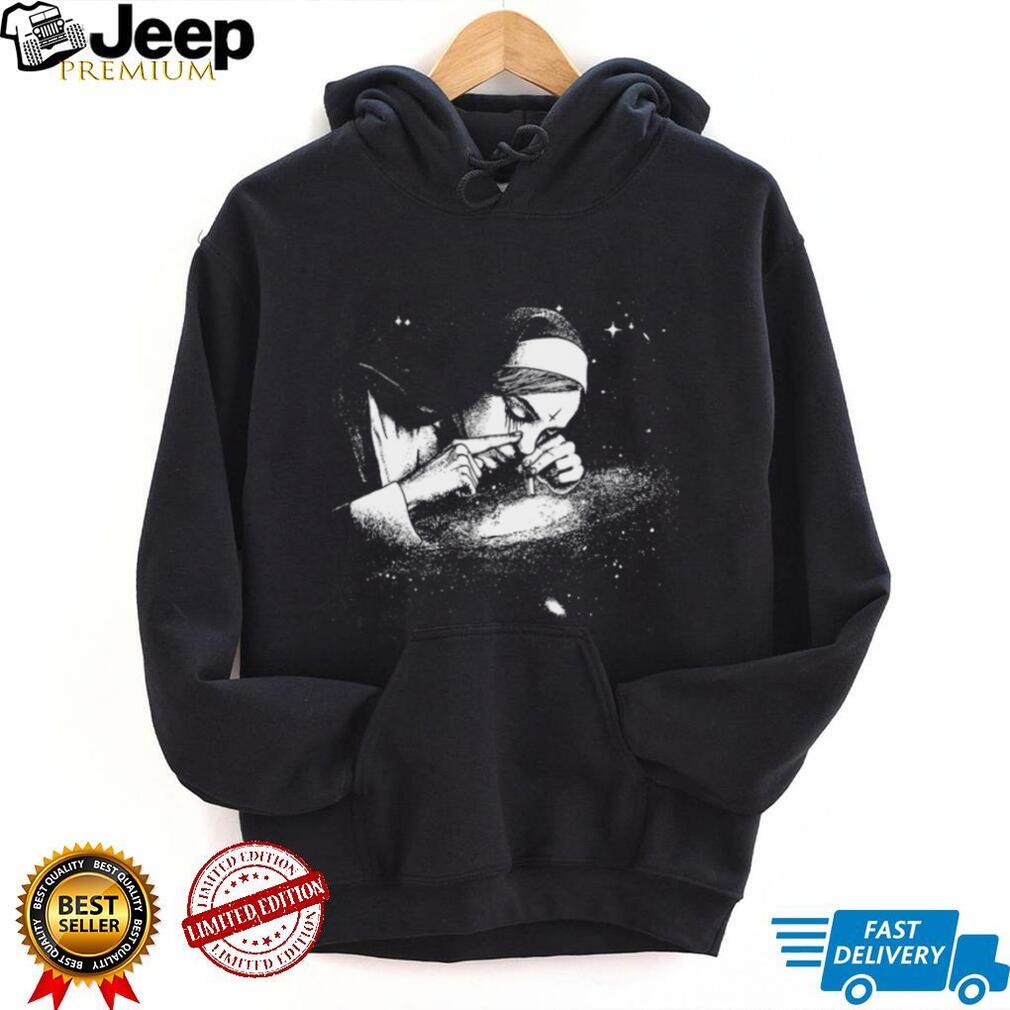 Dark Aesthetic Sinful Nun Galaxy Dust Print Oversized T Shirt - TeeJeep LLC